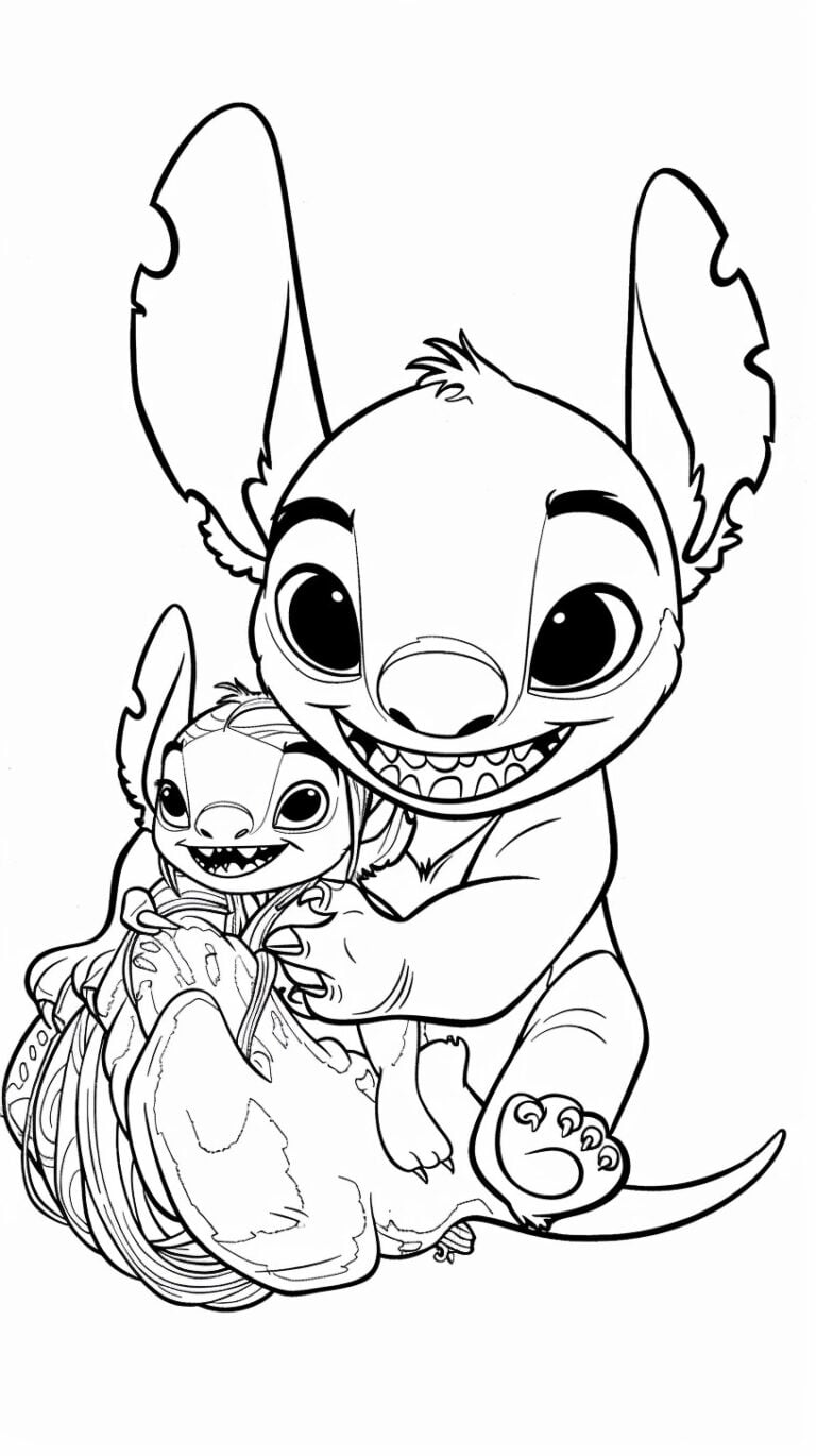 33 de desene de colorat Lilo și Stitch | Aventuri hawaiene!