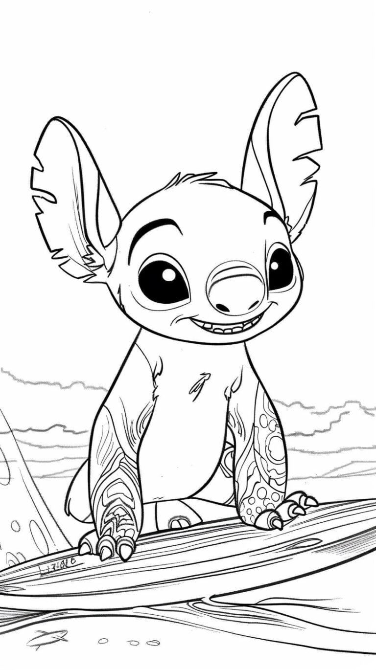 33 de desene de colorat Lilo și Stitch | Aventuri hawaiene!