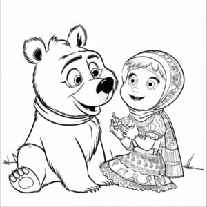 62 Coloriage Macha et l'ours | Imprimer gratuitement le PDF