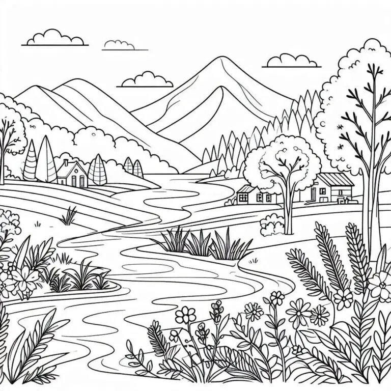 37 Desene de peisaj de colorat | Explorează și colorează natura