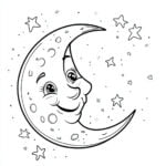 28 de desene de colorat Luna: O călătorie magică pentru copii