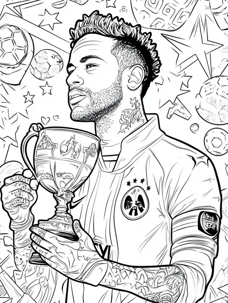 19 desenhos para colorir de Neymar – PDFs para impressão grátis